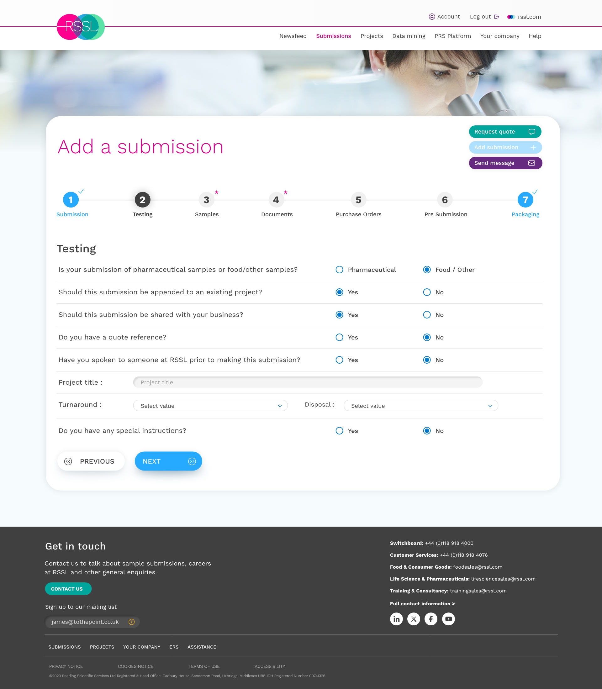 MyRSSL – NEW - Add a submission – 1 • MyRSSL – NEW - Add a submission – 1